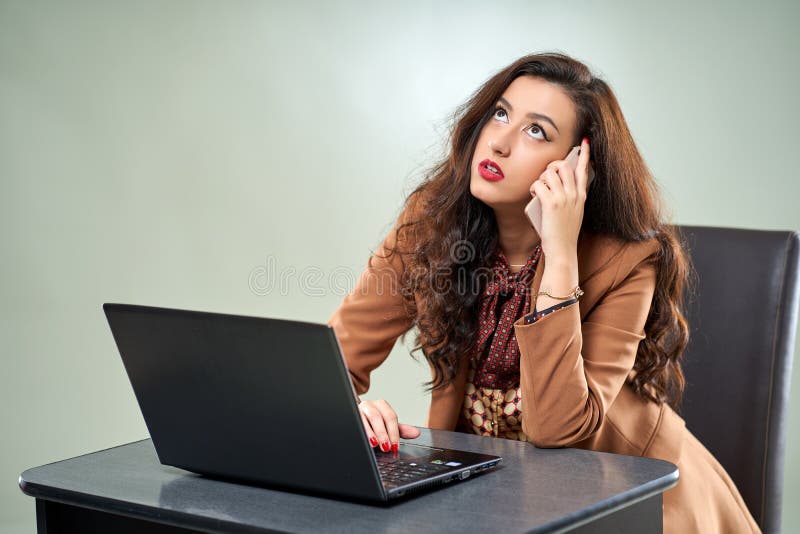 Young Tech Lady Working on Laptop Stock Image - Image of desk, person ...