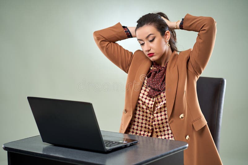 Young Tech Lady Working on Laptop Stock Image - Image of girl, business ...
