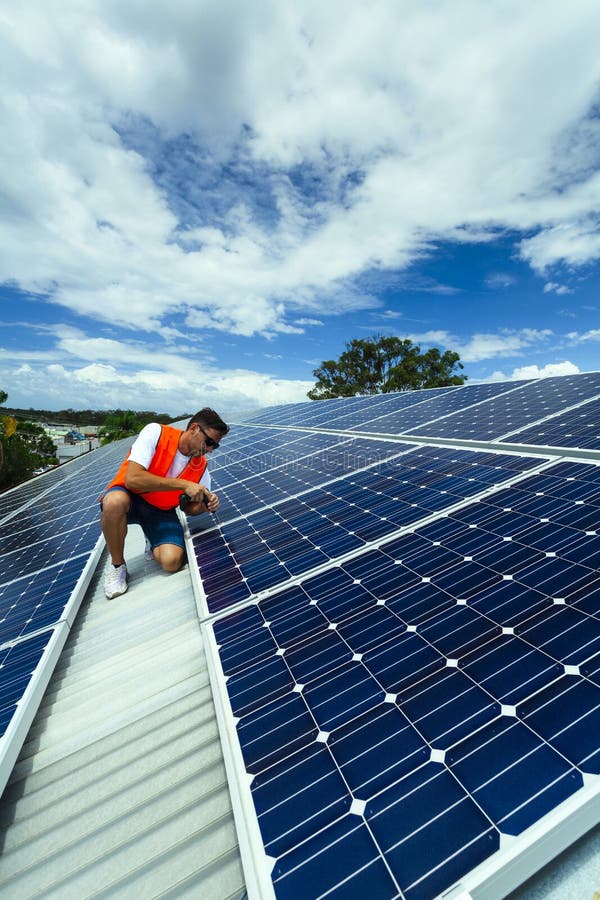 Solar panel installation stock image. Image of installer - 30030889