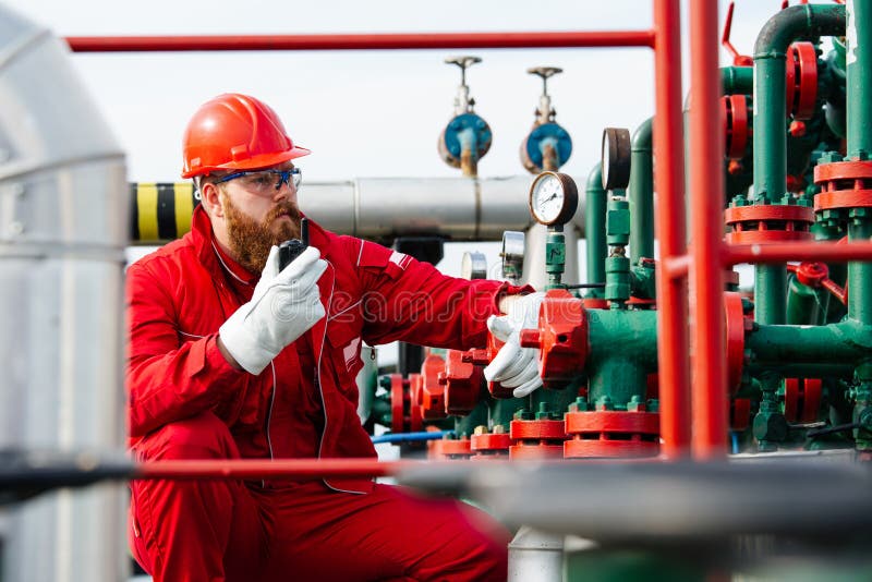 Technician in Oil and Gas Refinery. Worker in Oil Refinery Stock Image ...