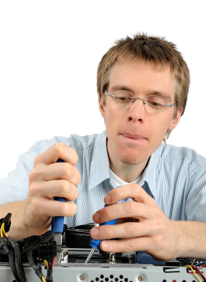 Young Technician Repairing a PC Stock Image - Image of industry ...