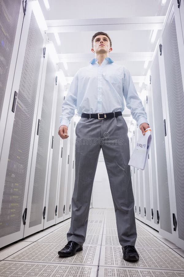 Young Technician Standing Holding a Document Stock Image - Image of ...