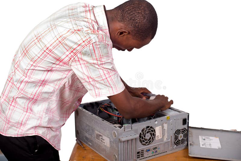 Technician Fixing the Computer in the Office Stock Image - Image of ...