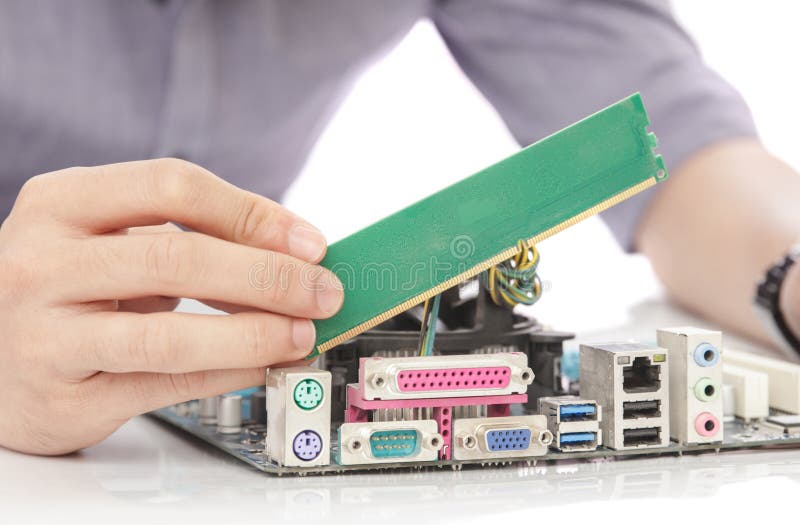 Young Technician Fixing Computer Hardware Stock Image - Image of inside ...