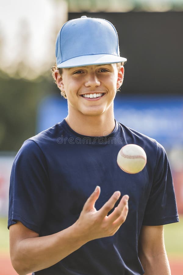 Young Teen Boy Play Baseball on a Playground Stock Photo - Image of ...