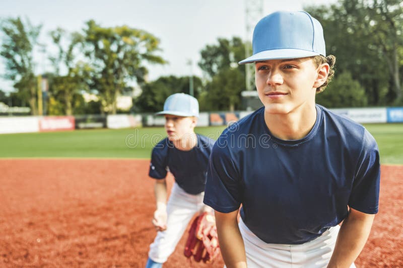 Young Teen Boy Play Baseball on a Playground Stock Photo - Image of ...