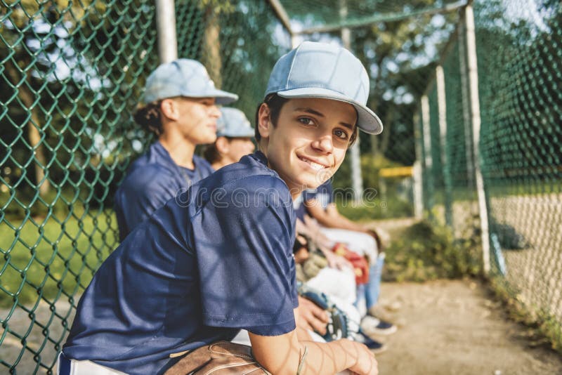 Young Teen Boy Play Baseball on a Playground Stock Image - Image of ...