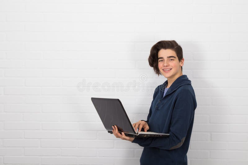 Isolated Student with Laptop Stock Image - Image of internet, sitting ...