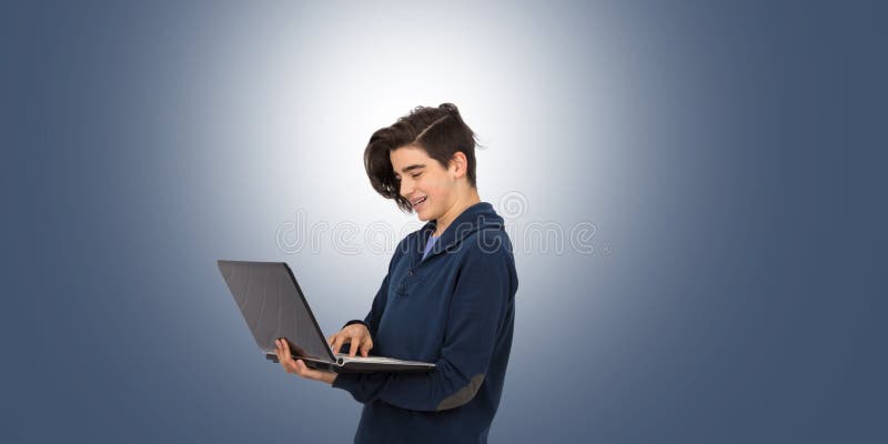 Student with laptop stock image. Image of high, success - 152150113