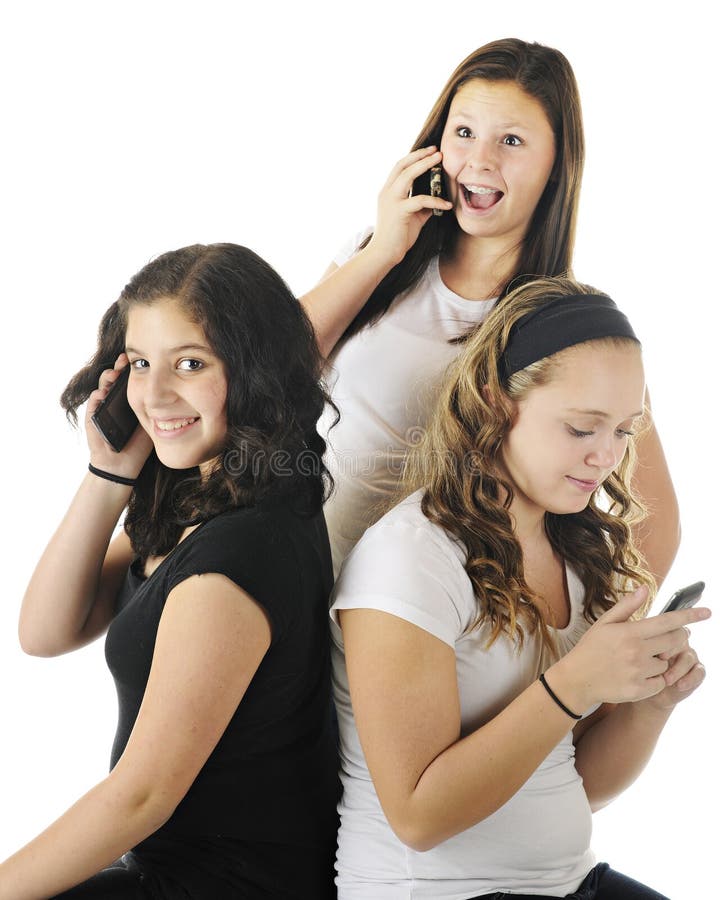 Three Happy Teens stock image. Image of girls, manicured - 19577511