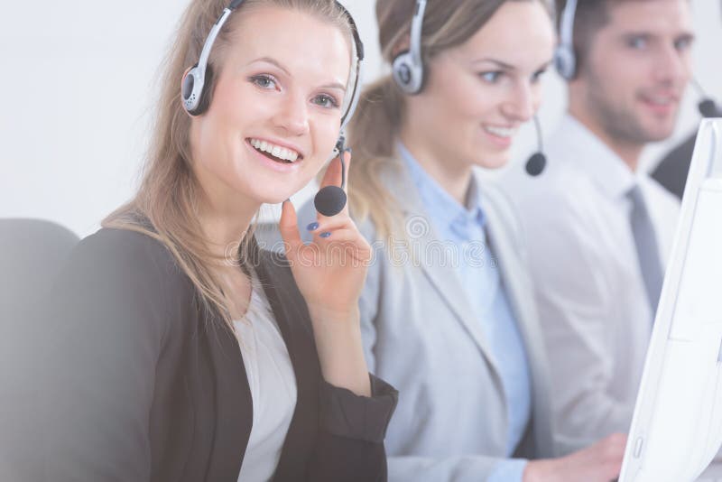Young Telemarketers Working Stock Photo - Image of shirt, sitting: 98553538