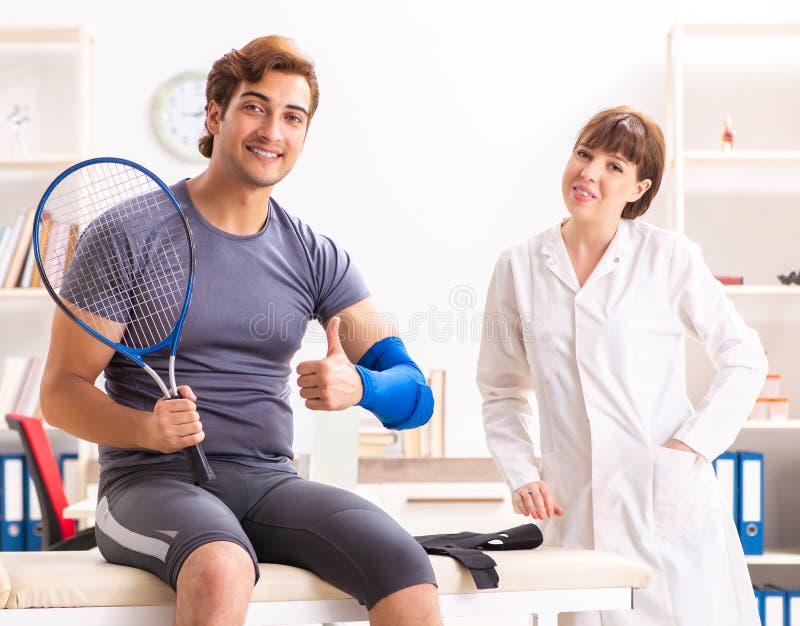 Young Tennis Player Visiting Doctor Traumatologist Stock Image - Image ...