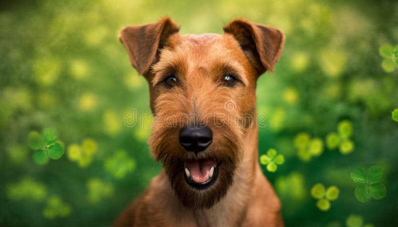 Young Terrier Sitting on Grass, Smiling Cheerfully Generated by AI ...