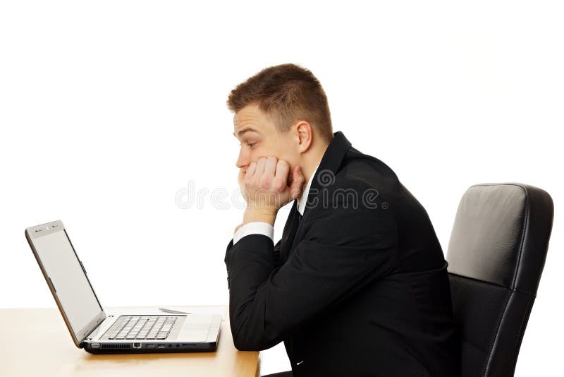 Young thinking man stock image. Image of computer, think - 48646735