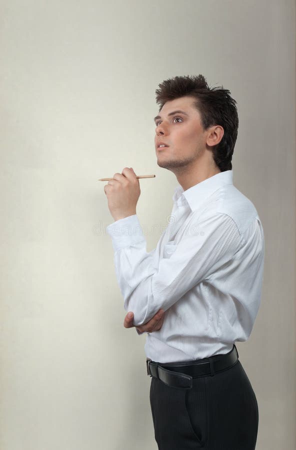 Young Thinking Poet with Pencil Stock Photo - Image of muse, thinking ...