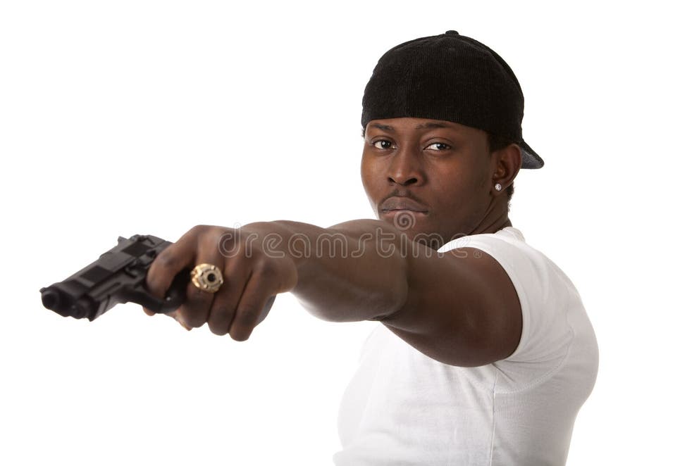 Young thug with a gun stock image. Image of ring, background - 24394969