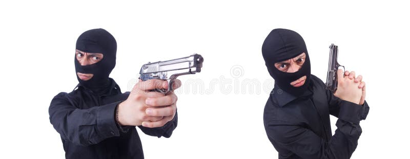 Young Thug with Gun Isolated on White Stock Image - Image of criminal ...