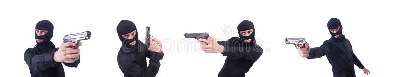 Young Thug with Gun Isolated on White Stock Image - Image of aggression ...