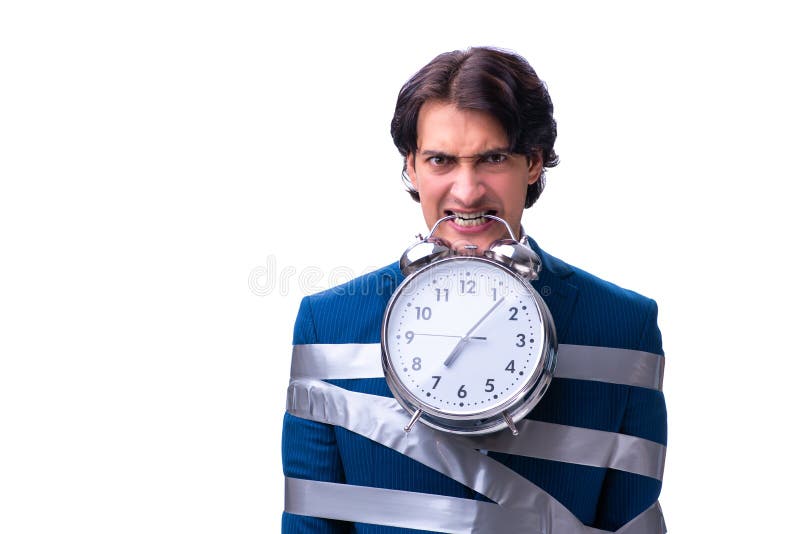 The Young Tied Employee in Time Management Concept Stock Photo - Image ...