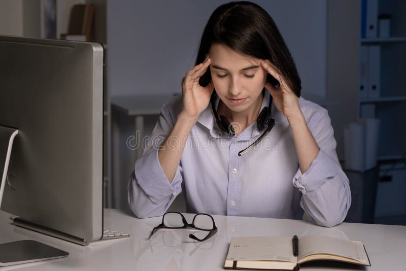 Tired Customer Service Representative. Stock Image - Image of customer ...
