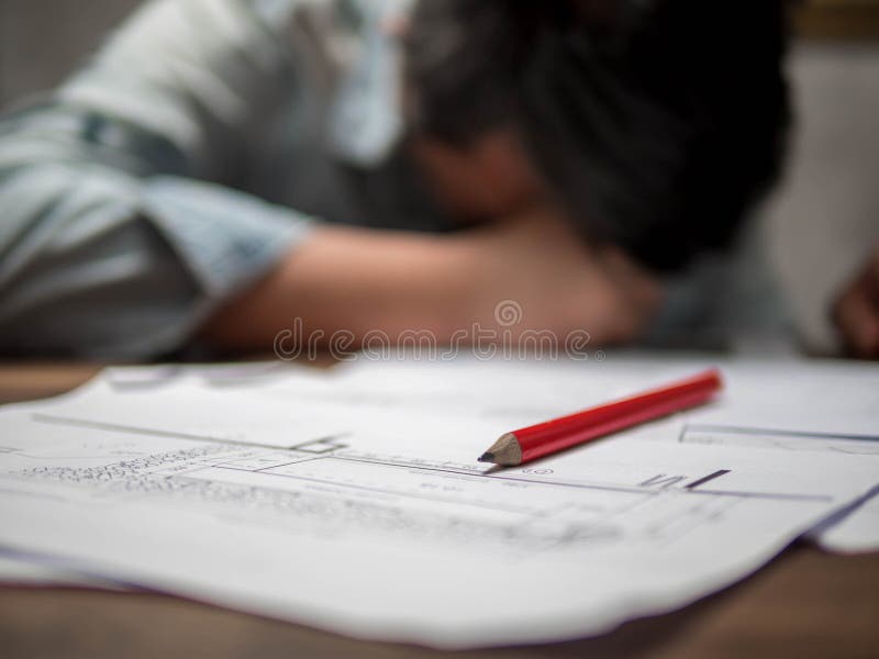 Young Tired Male Designer Working Hard Sleeping on the Table Stock ...