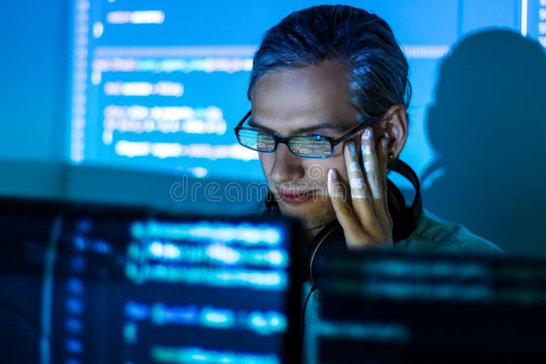 Software Developer, Freelancer Working with Program Code Stock Image - Image of digital ...