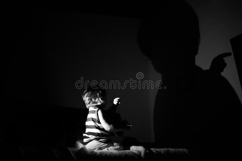 Young Toddler Boy Playing with His Shadow. Stock Photo - Image of ...