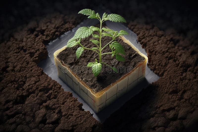 Young Tomato Seedling Plant in the Shape of a Square, Gardening Stock ...