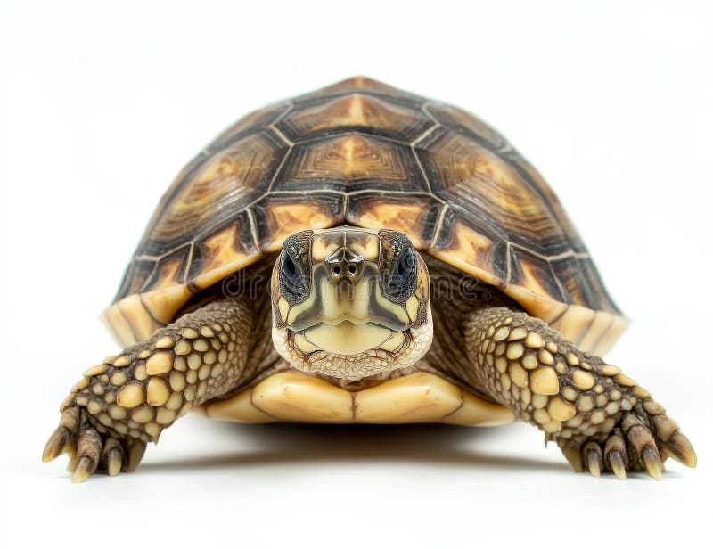 Young Tortoise, Front View, Shell Pattern, Isolated on White Background ...
