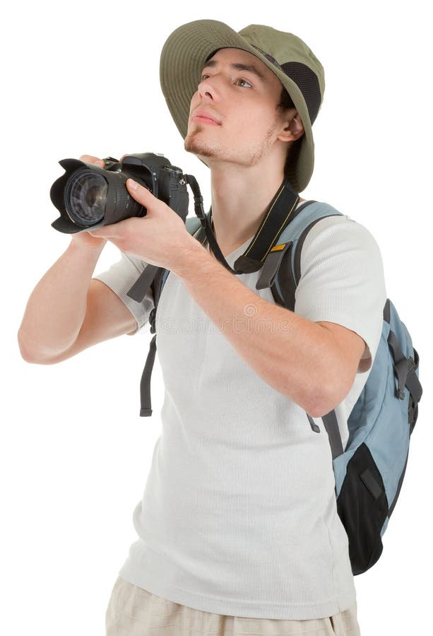 Young tourist with camera stock photo. Image of discovery - 12106462