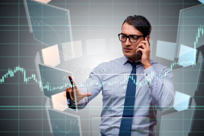 The Young Trader Talking on the Phone Stock Illustration - Illustration ...