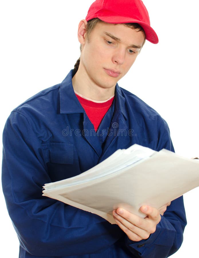 Young tradesman in uniform stock photo. Image of tradesman - 29235090