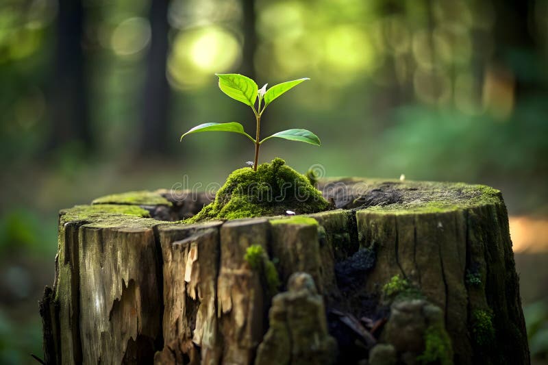 Young Tree Emerging from Old Tree Stump Stock Image - Image of ...
