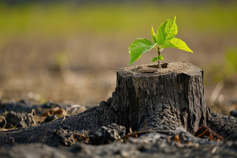 Young Tree Emerging from Old Tree Stump Stock Illustration ...
