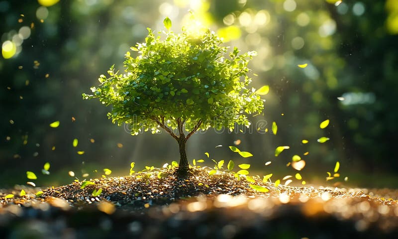 Young Tree Flourishing in a Sunlit Forest Stock Video - Video of sunlit ...