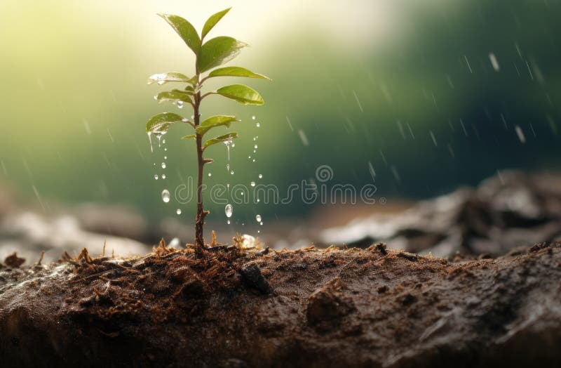A Young Tree Growing and Dropping Seeds on Soil, Stock Photo - Image of ...