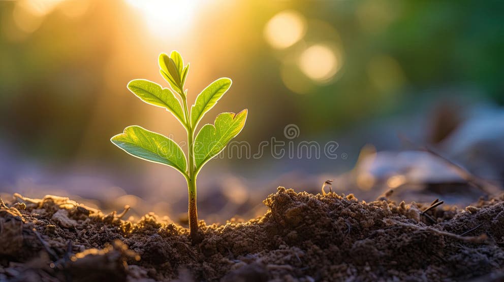 Young Tree is Growing Up with Sunshine. Generative Ai Stock ...