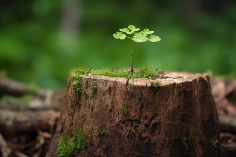 Young Tree Old Stump. Generate Ai Stock Illustration - Illustration of ...