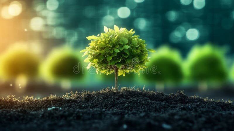 A Young Tree Planted in Rich, Fertile Soil Symbolizes New Beginnings ...