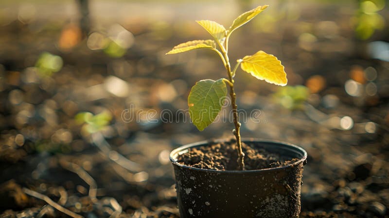 A Young Tree Sapling Planted in a Pot Ready To Be Transported To Its ...