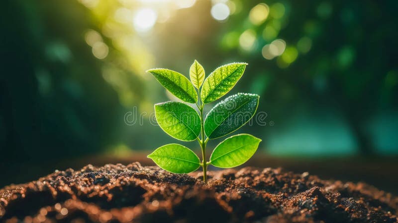 Young Tree Sapling with Vibrant Green Leaves, Freshly Sprouted from ...