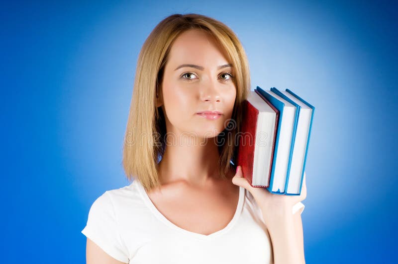 Young University Student with Study Textbooks Stock Image - Image of ...