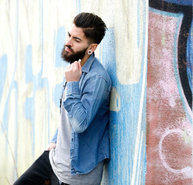 Young urban man stock image. Image of leaning, caucasian - 38475977