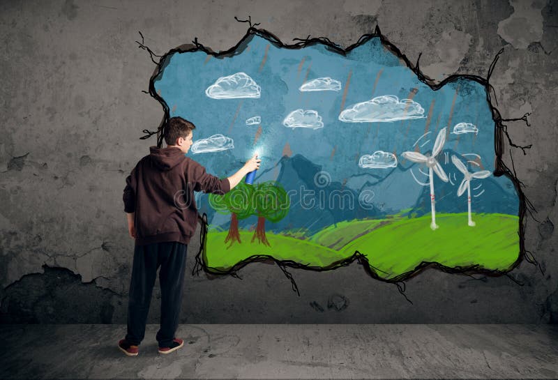 Young Urban Painter Drawing Stock Photo - Image of lifestyle, color ...