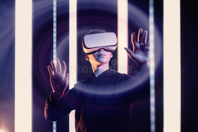 User Experiencing Immersive Virtual Reality Stock Image - Image of ...