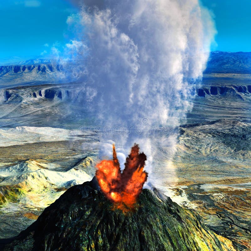 Young volcano being born stock illustration. Illustration of gulf ...