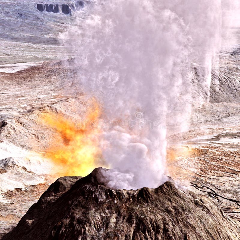 Young volcano being born stock illustration. Illustration of activity ...