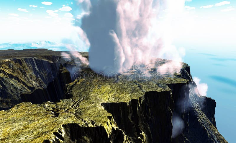 Young volcano being born stock photo. Image of mount - 40173066