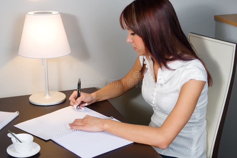 Young Voman Sign Blanck Formular Stock Image - Image of signing ...