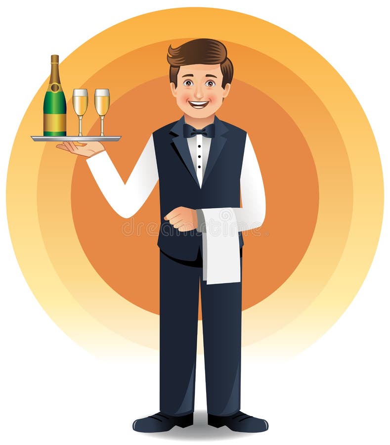 Waiter Serving Clipart